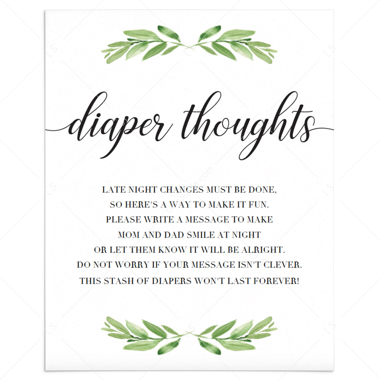 Printable Diaper Thoughts signs for baby shower | Late Night Diapers ...