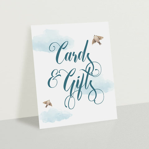 Blue Watercolor Cards and Gifts sign printable | Instant download ...