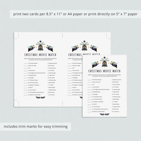 Christmas Office Party Game Printable Movie Match | Answer Key Included ...