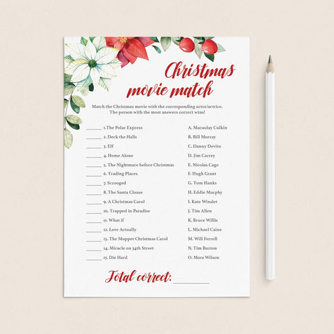 Holiday Party Christmas Movie Game Printable | Instant Download ...
