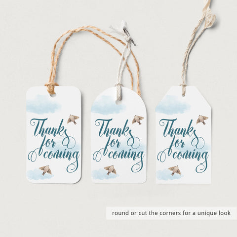 Printable blue Thanks For Coming favor tag | Instant download blue ...