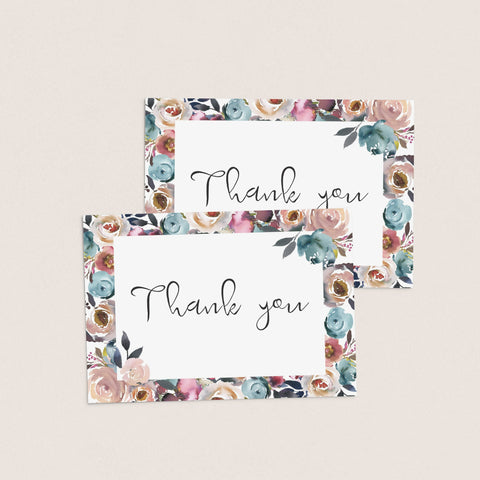 Printable boho themed Thank You Card | Instant download floral shower ...