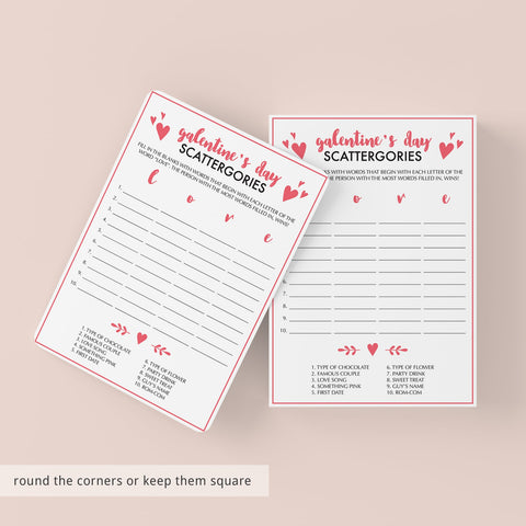 Printable and Virtual Scattergories Game for Galentine's Day Party ...