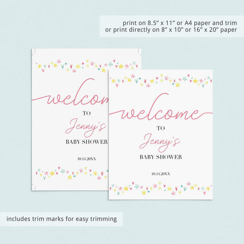 Printable baby shower decor bundle for girl | Instant download ...
