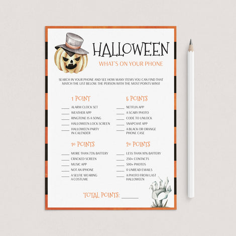 Halloween What's On Your Phone Game Printable | Instant Download ...