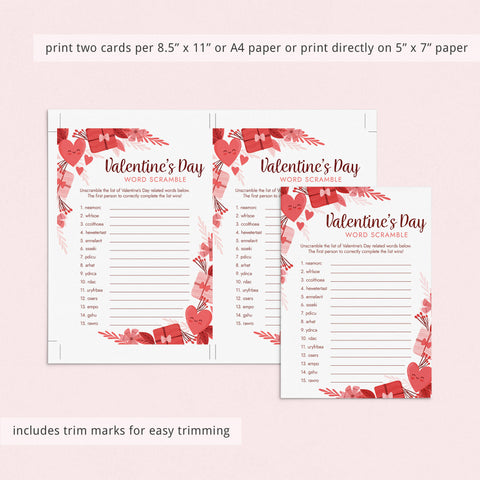 Printable Valentine's Day Word Scramble Game | Answers Included ...