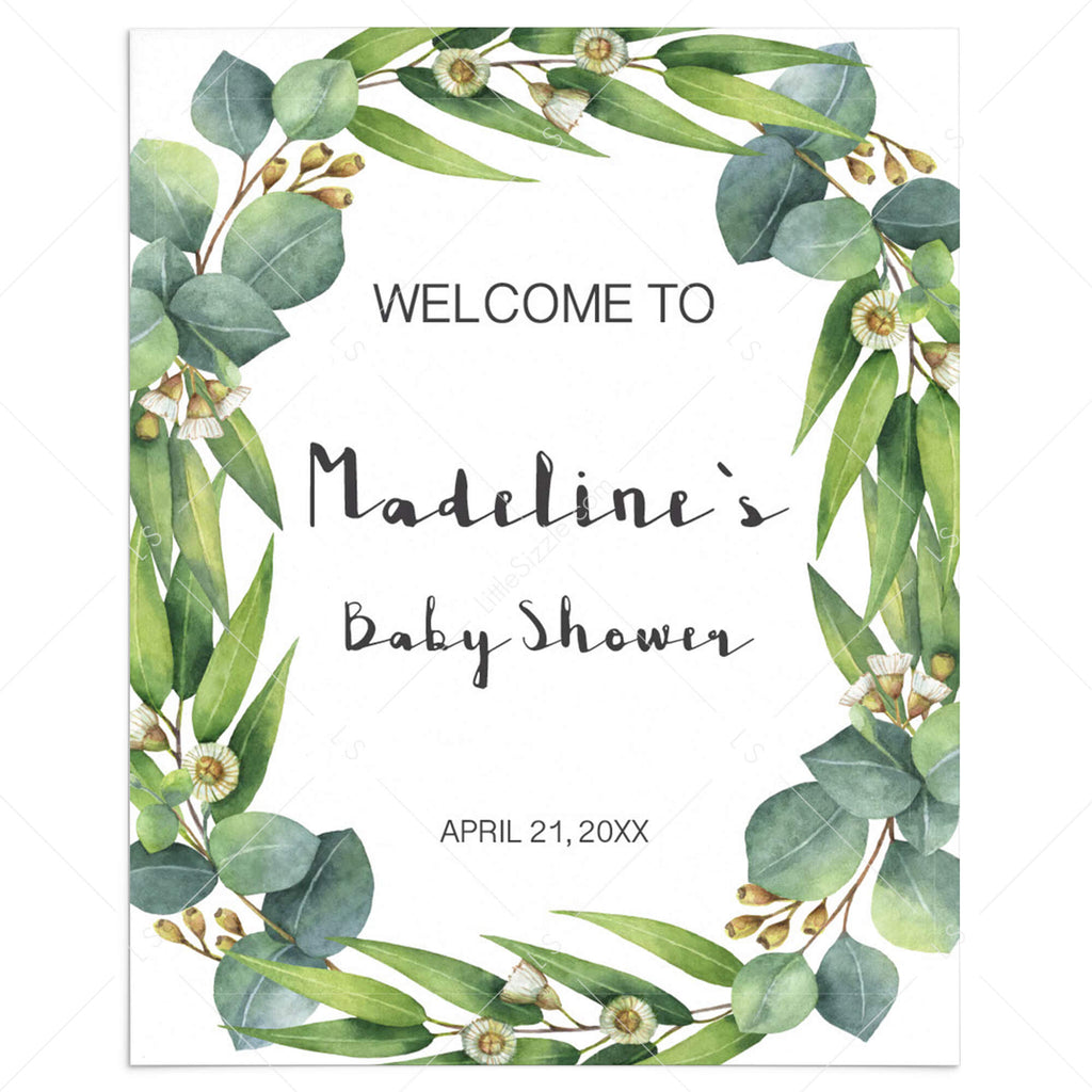 Editable greenery Welcome Sign template | Instant download | Green ...