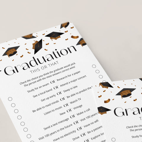 Black and Gold Graduation Party Game Printable | Would The Graduate ...