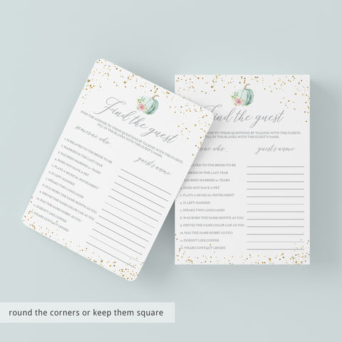 Fall Theme Find The Guest Game Template with Watercolor Pumpkin ...