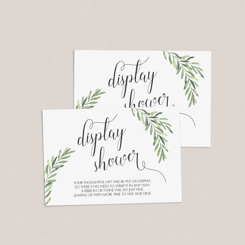 Printable Display Shower Cards Green Leaf | Instant download – LittleSizzle