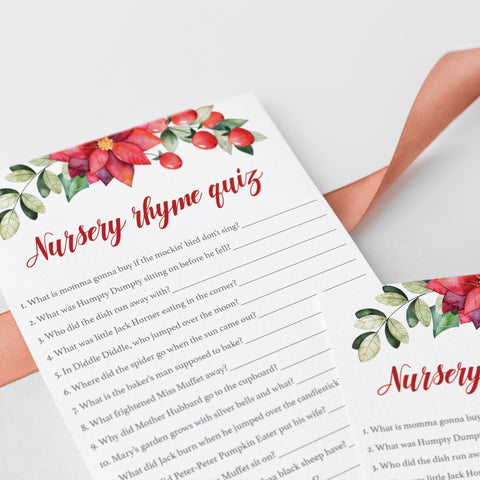 Red Floral Baby Shower Game Nursery Rhyme Quiz Printable – LittleSizzle