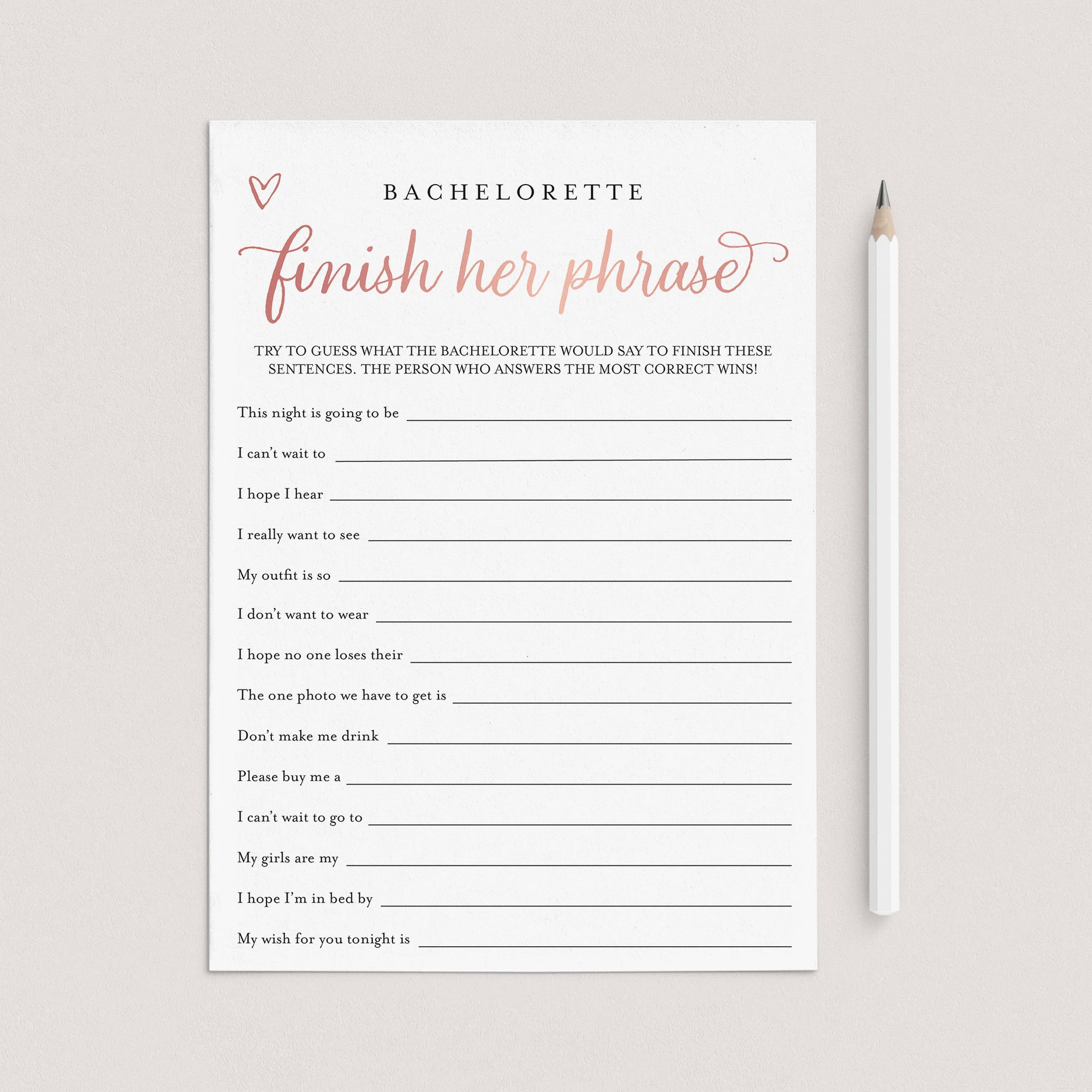 Finish The Bachelorette's Phrase Games Printable | Hen Icebreaker Games ...