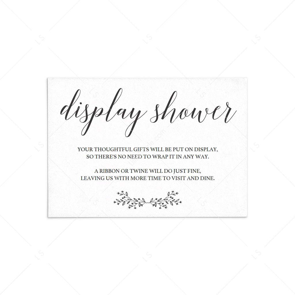 Minimal Display Shower Card Template | Instant download – LittleSizzle