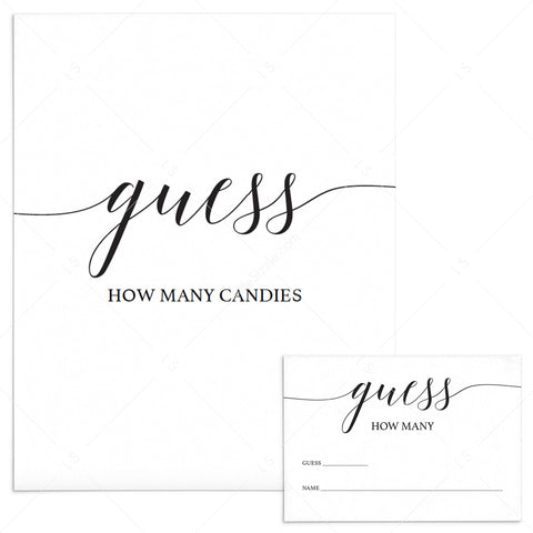 Elegant Guess How Many Sign and Cards Template | Instant download ...