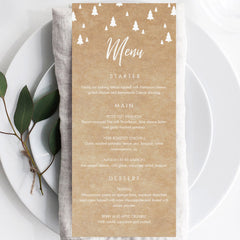Rustic Holiday Menu Template Instant Download | Kraft Christmas Cards ...