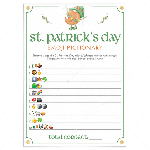 Saint Patricks Day Emojis Game with Answers Printable – LittleSizzle