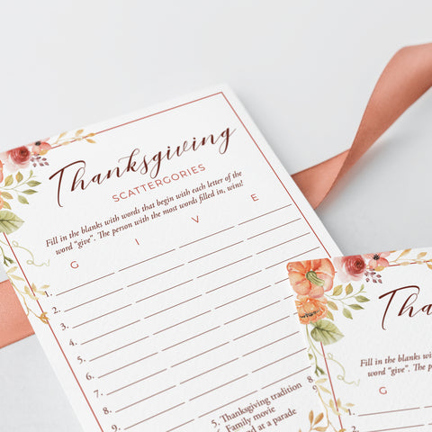 Thanksgiving Party Game Scattergories Printable | Friendsgiving ...