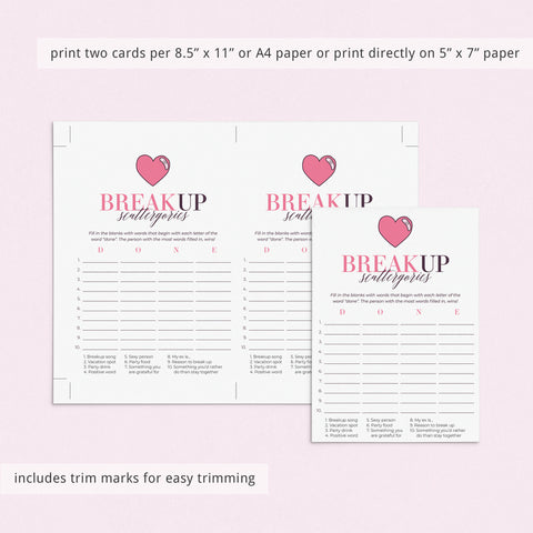Breakup Party Game Scattergories Printable | Divorce Party Ideas ...