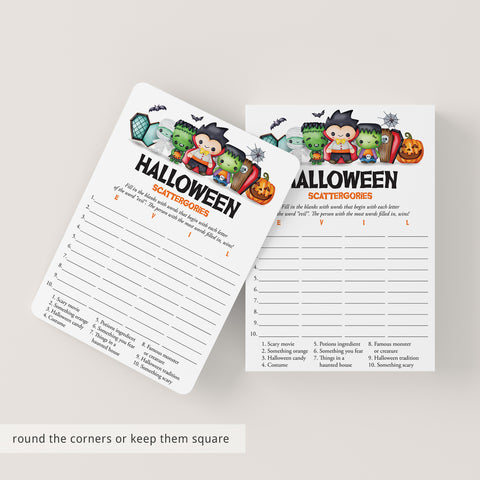 Cute Halloween Party Game Scattergories Printable | Instant Download ...