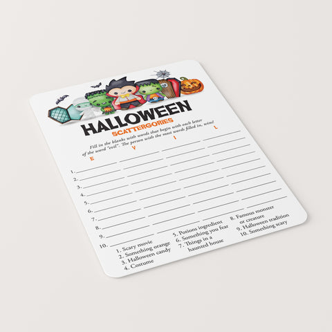 Cute Halloween Party Game Scattergories Printable | Instant Download ...