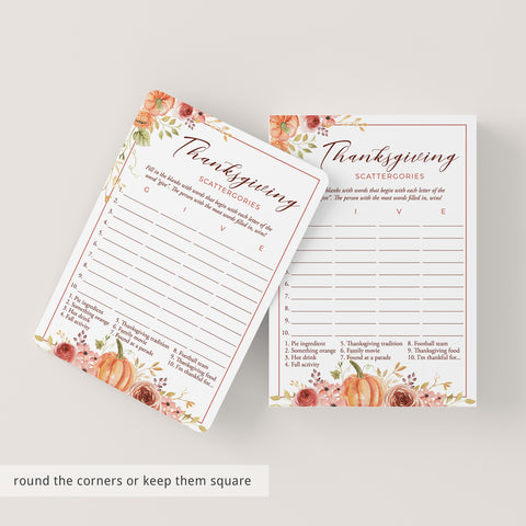 Thanksgiving Party Game Scattergories Printable | Friendsgiving ...
