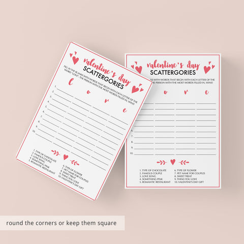 Printable and Virtual Valentine's Day Party Game Scattergories ...