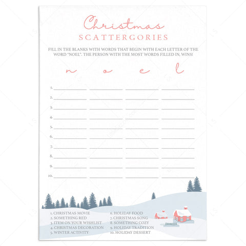 Printable Holiday Game Scattergories | Instant Download – LittleSizzle