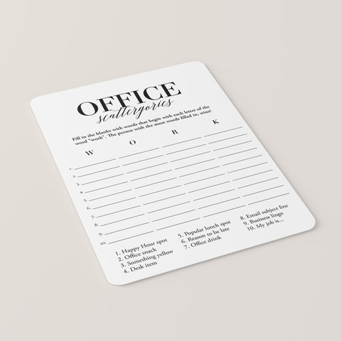 Office Party Game Scattergories Printable | Instant Download – LittleSizzle