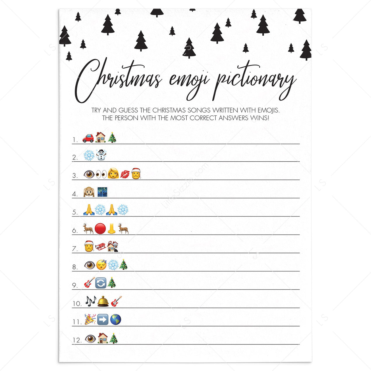 Christmas Emoji Pictionary Printables | DIY Christmas Games – LittleSizzle