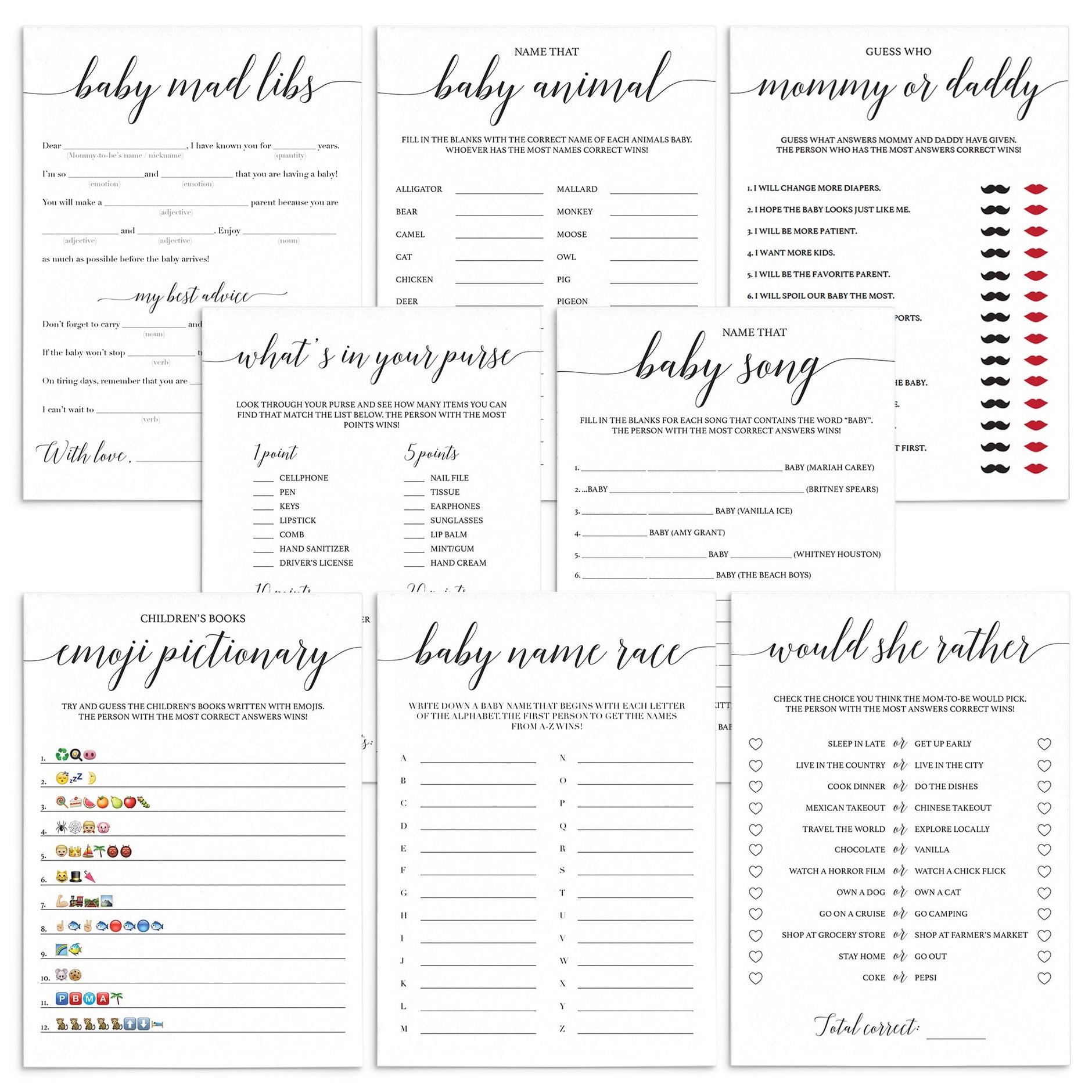 Printable baby shower game packs | DIY printable games bundles – Page 4 ...