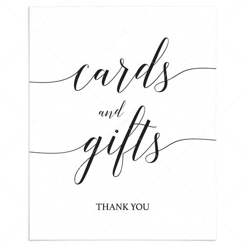 Printable Cards & Gifts sign with Calligraphy Font | Instant download ...