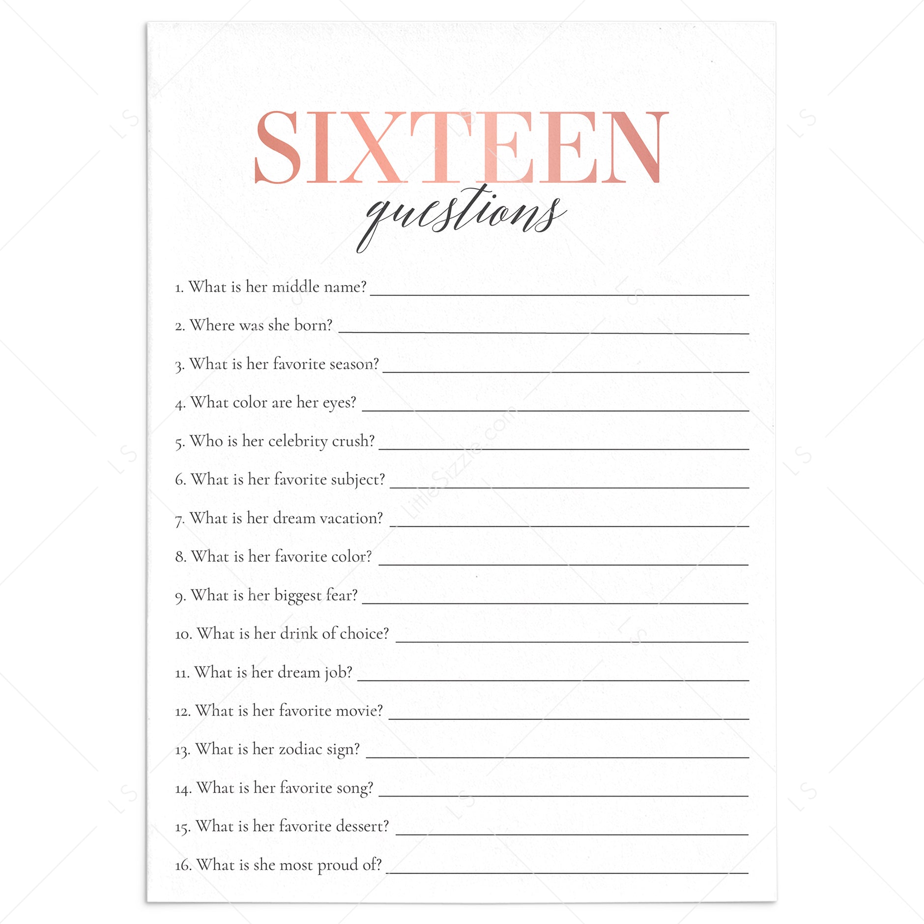How Well Do You Know The Birthday Girl Printable – LittleSizzle