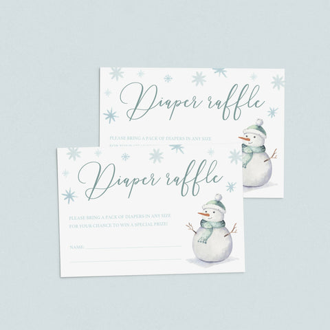 Printable winter baby shower Diaper Raffle Ticket template | Instant ...