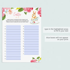 Printable Easter Game For Family | A-Z Easter Words | Virtual ...