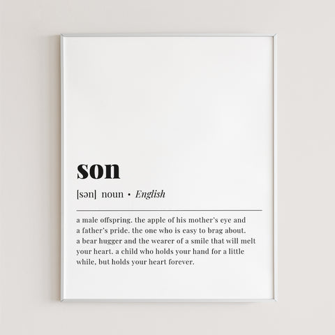 Son Definition Print | Gift for Son | Digital Wall Art | Instant ...