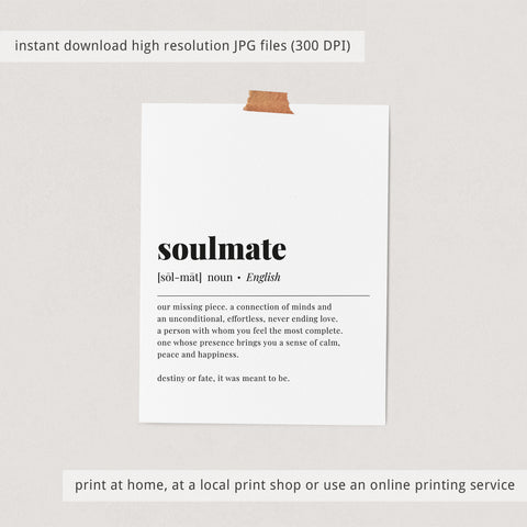 Soulmate Definition Print | Anniversary Gifts | Wall Art – LittleSizzle