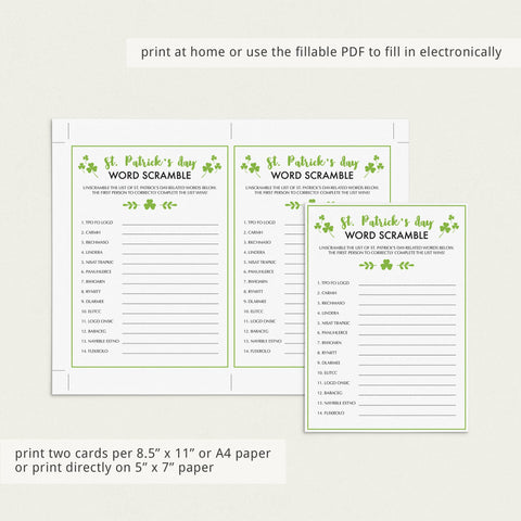 (Zoom) Saint Patrick's Day Unscramble Word Game | Instant Download ...