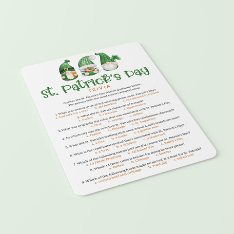 St Patrick's Day Trivia Quiz with Answer Key Printable | Instant ...