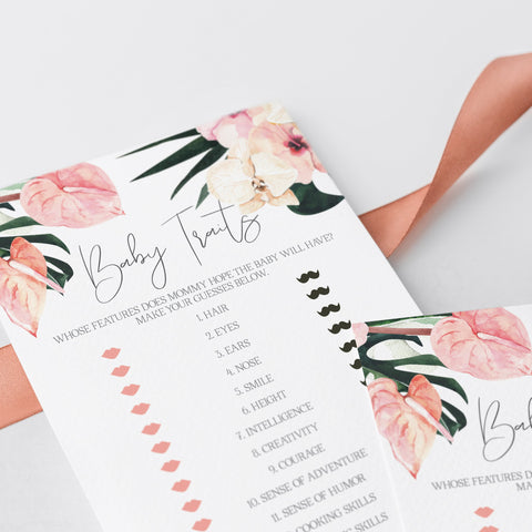 Summer Baby Shower Game Printable | Baby Traits | Instant Download ...