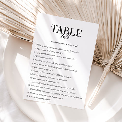 Printable Conversation Starter Table Talk Questions | Table Topics ...
