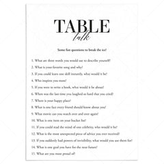 Printable Conversation Starter Table Talk Questions | Table Topics ...