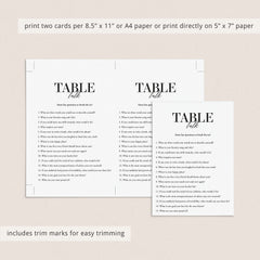 Printable Conversation Starter Table Talk Questions | Table Topics ...