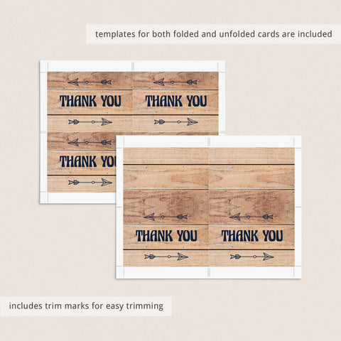 Rustic Thank You cards with wood background | Instant download ...