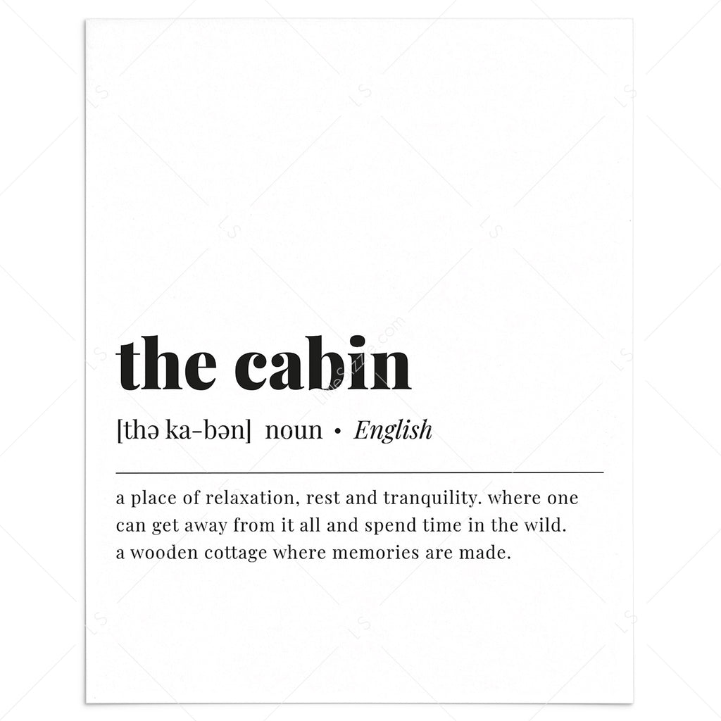 The Cabin Definition Print | Printable Cabin Wall Art | Instant ...