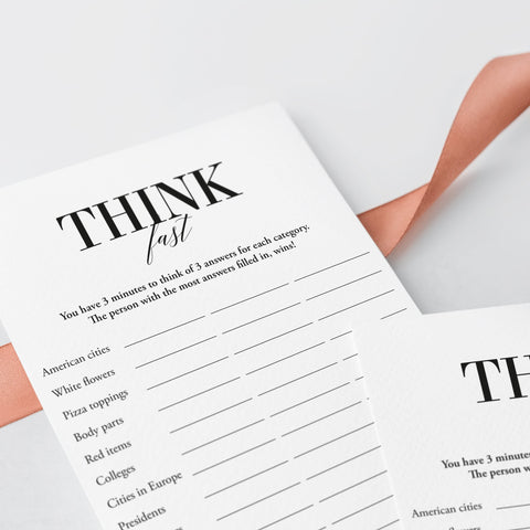 Think Fast Icebreaker Game Printable | Instant Download – LittleSizzle