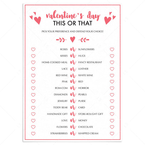 Valentine's Day Would You Rather Game for Adults | Virtual & Printable ...