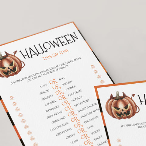 Halloween This or That Game Printable | Instant Download – LittleSizzle