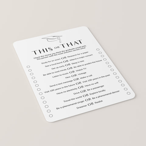 This or That Grad Party Game Printable | Funny Graduation Party Ideas ...