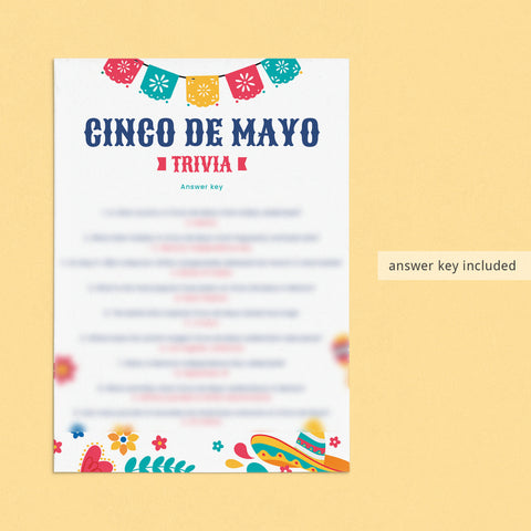Cinco de Mayo Trivia with Answers Printable | Instant Download ...