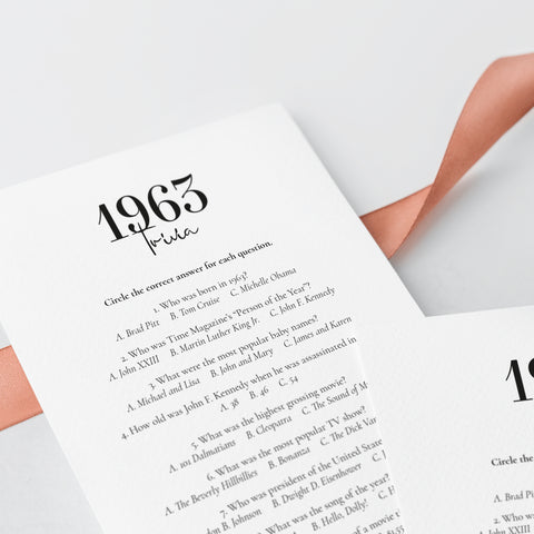 1963 Trivia Quiz with Answer Key Instant Download | 60th Birthday ...